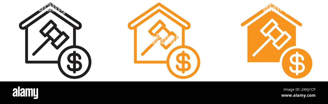 Real estate auction icon web design logo set collection in flat vector ...