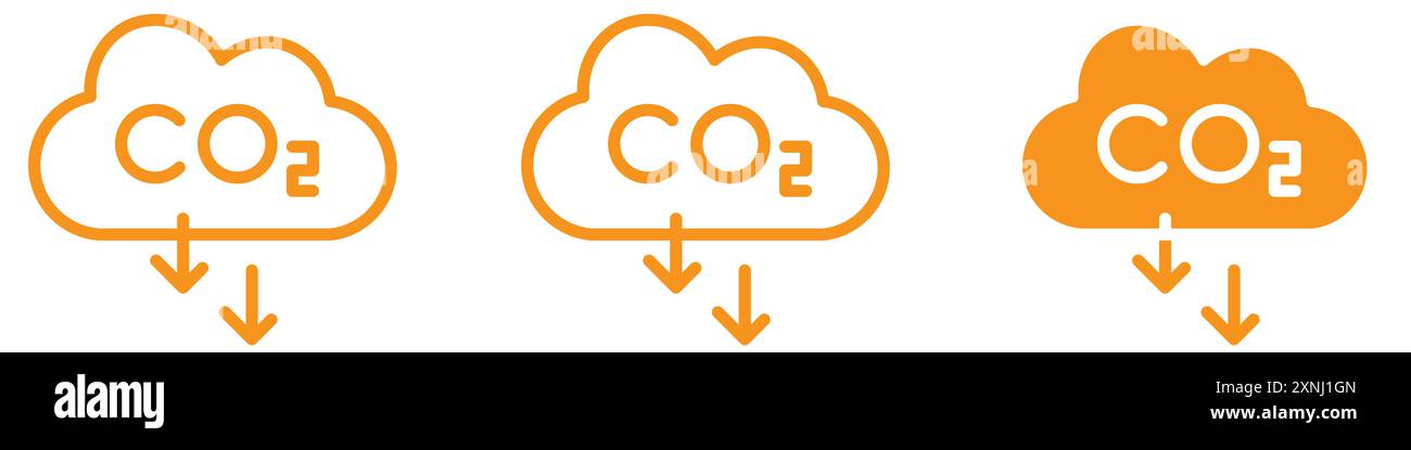 Reduce carbon dioxide co2 icon web design logo set collection in flat ...