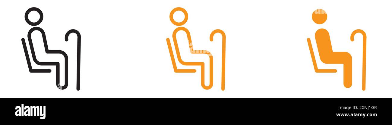 Seniors or old man sitting icon web design logo set collection in flat ...