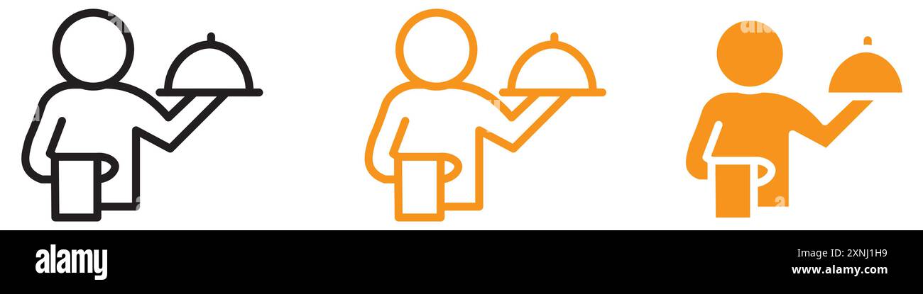 restaurant Waiter icon web design logo set collection in flat vector ...