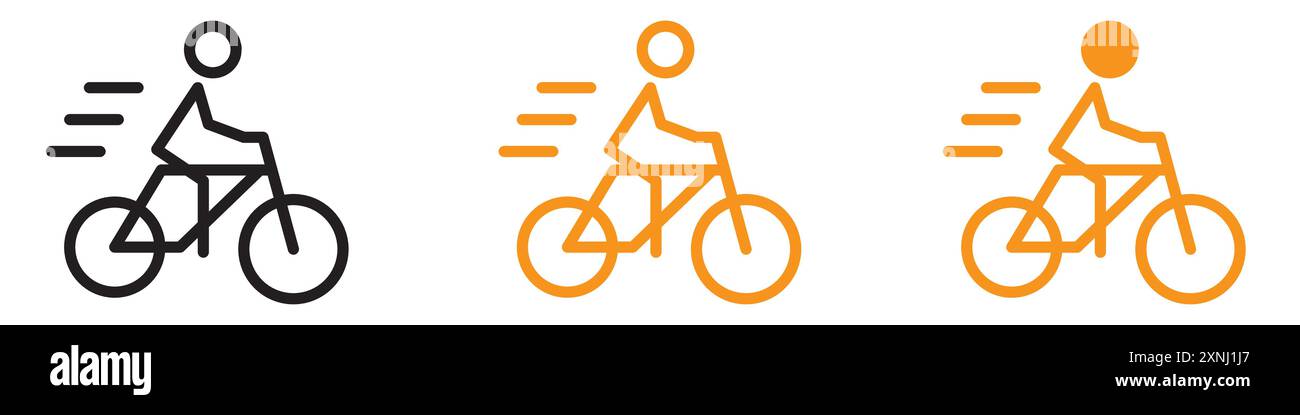 Man on bicycle icon web design logo set collection in flat vector Stock ...