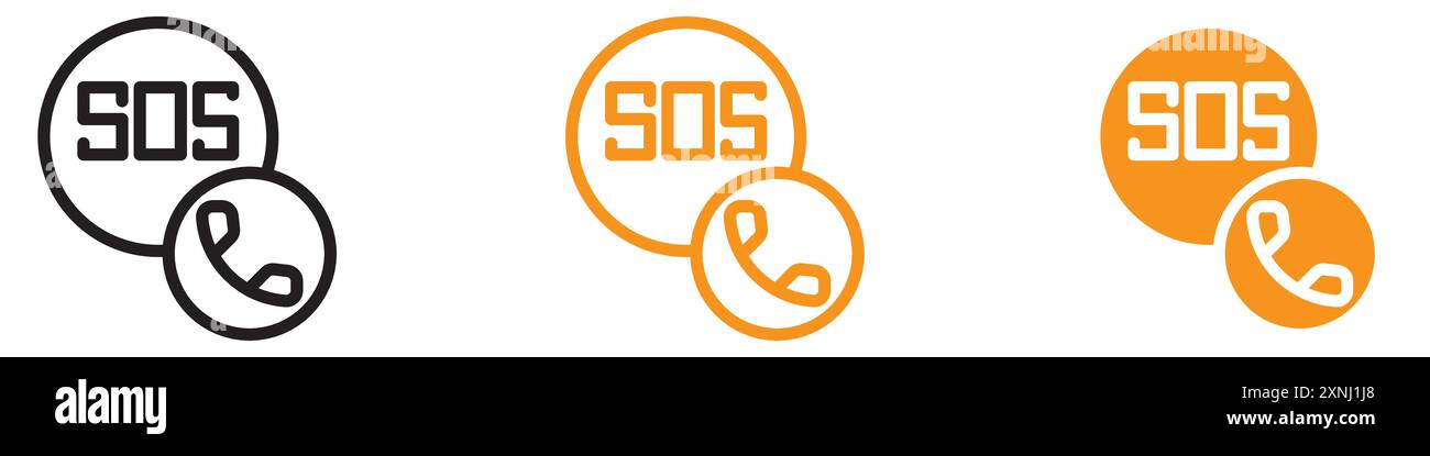 SOS Emergency icon web design logo set collection in flat vector Stock ...