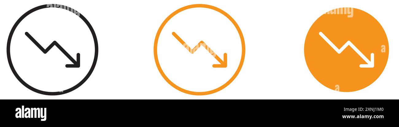 red Down arrow icon web design logo set collection in flat vector Stock ...