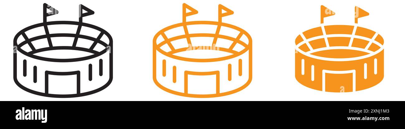 stadium icon web design logo set collection in flat vector Stock Vector ...