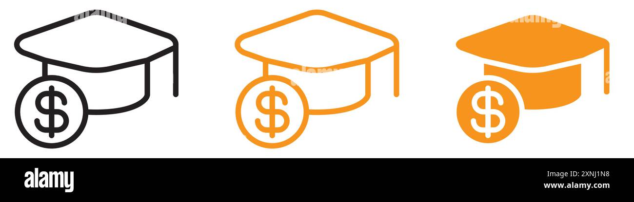 tuition fee icon web design logo set collection in flat vector Stock ...