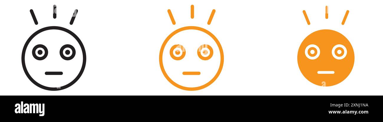 Shocked face icon web design logo set collection in flat vector Stock ...