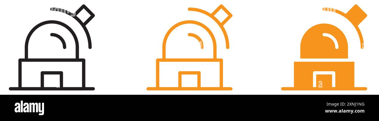 Space observatory icon web design logo set collection in flat vector ...