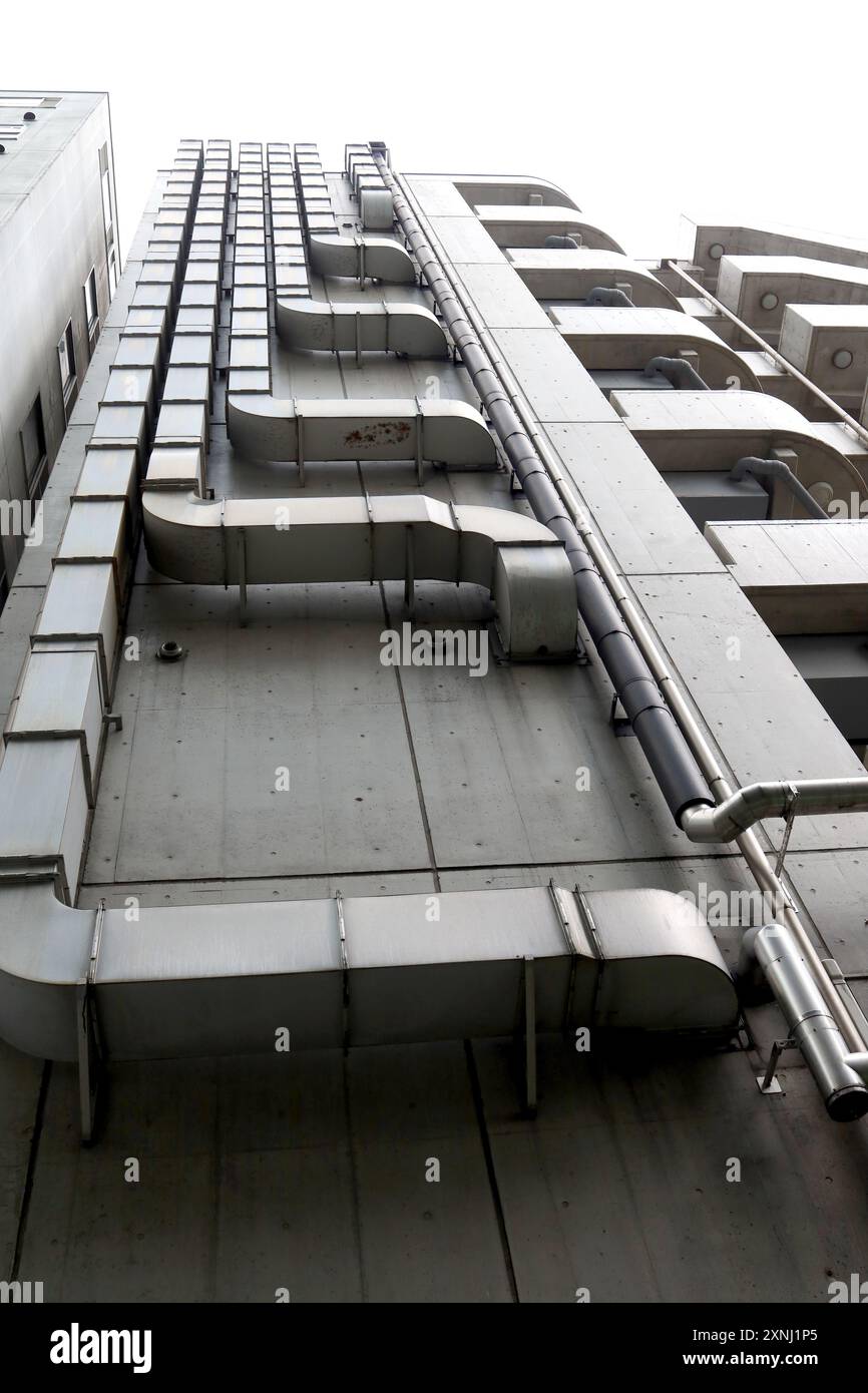 July 27, 2024. Sendai, Miyagi Prefecture, Japan.Pipes on the wall of ...