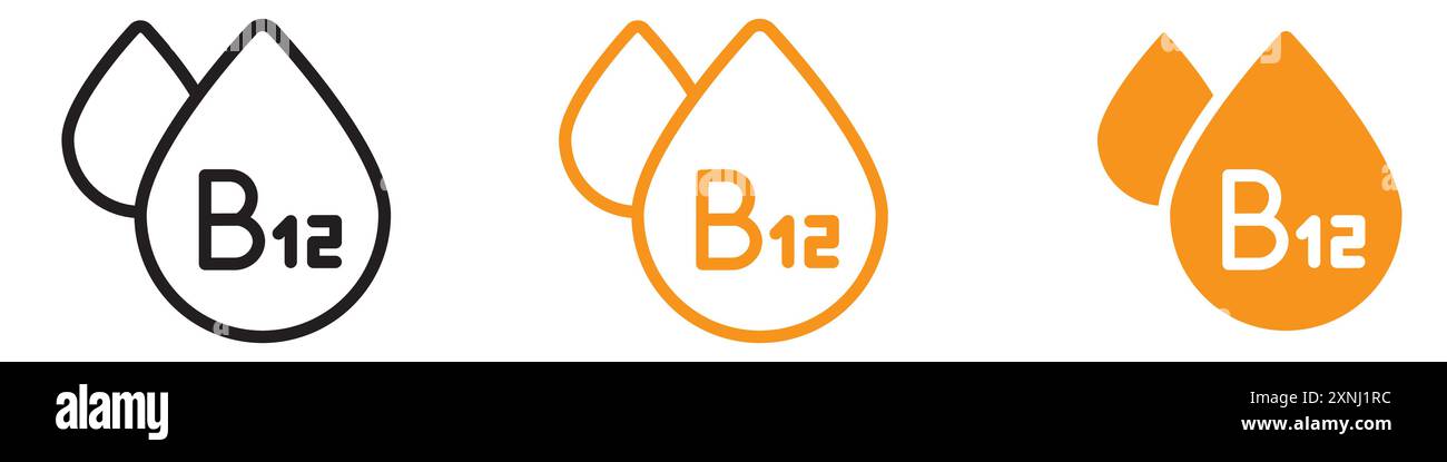 Vitamin B12 drop icon web design logo set collection in flat vector ...