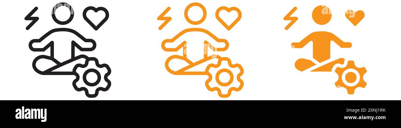 stress management icon web design logo set collection in flat vector ...