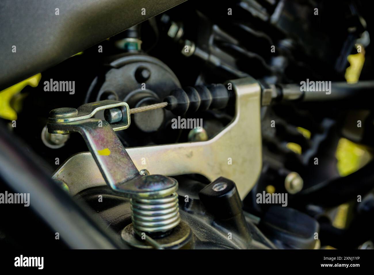Bike engine parts close up view Stock Photo - Alamy