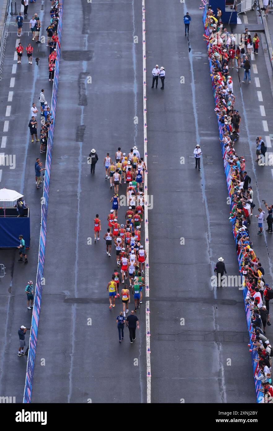 Athletes compete during the men's 20km race walk at the 2024 Summer ...
