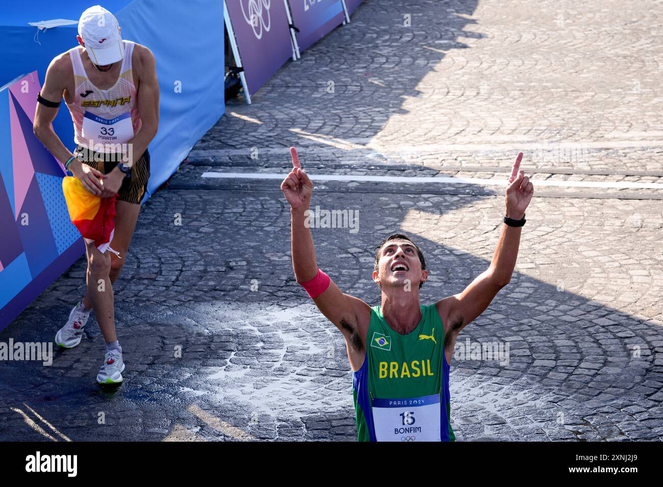 Brazil's Caio Bonfim celebrates after winning the silver medal at the ...