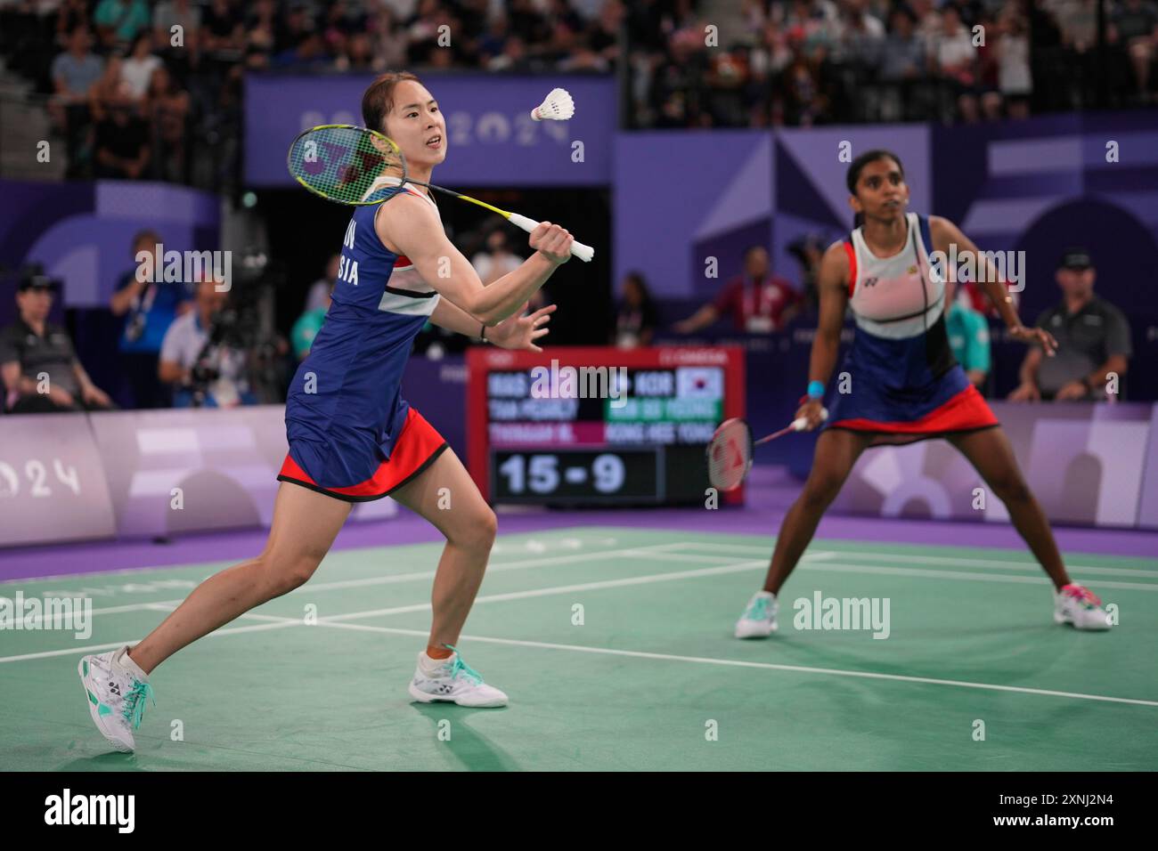 Malaysia's Pearly Tan and Muralitharan Thinaah play against South Korea's Kim So-yeong and Kong ...