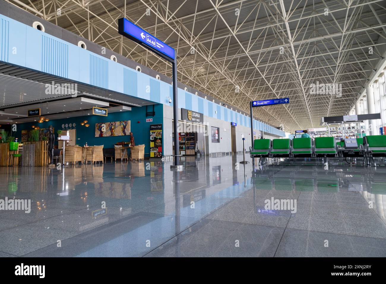 Modern and clean interior the Kenneth Kaunda International Airport in ...