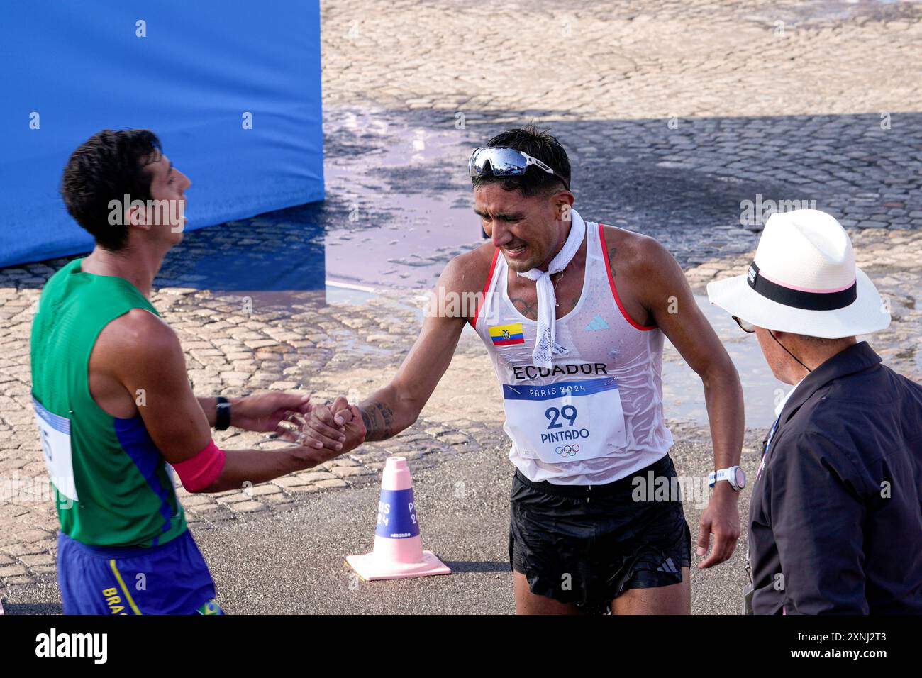 Silver medalist Brazil's Caio Bonfim , left, congratulates gold ...