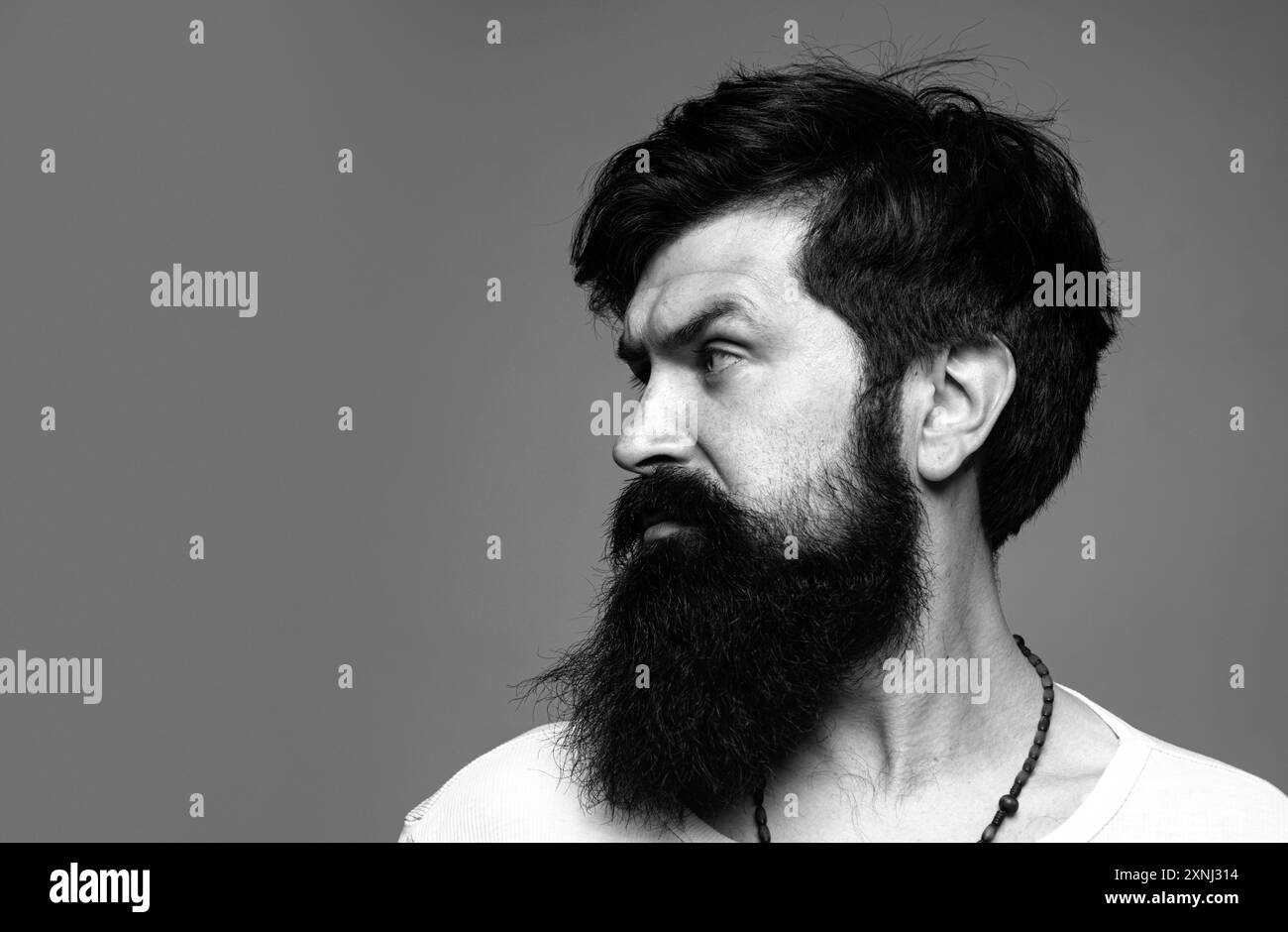 Portrait of businessman isolated on grey background. Bearded man ...