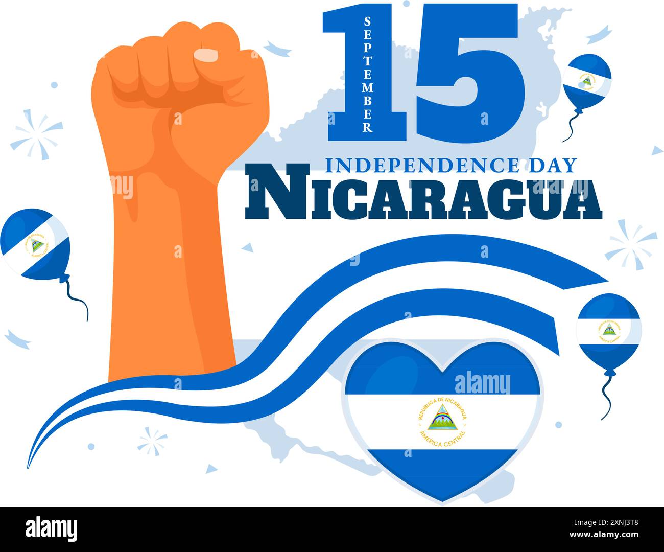Nicaragua Independence Day Vector Illustration on September 15 with ...