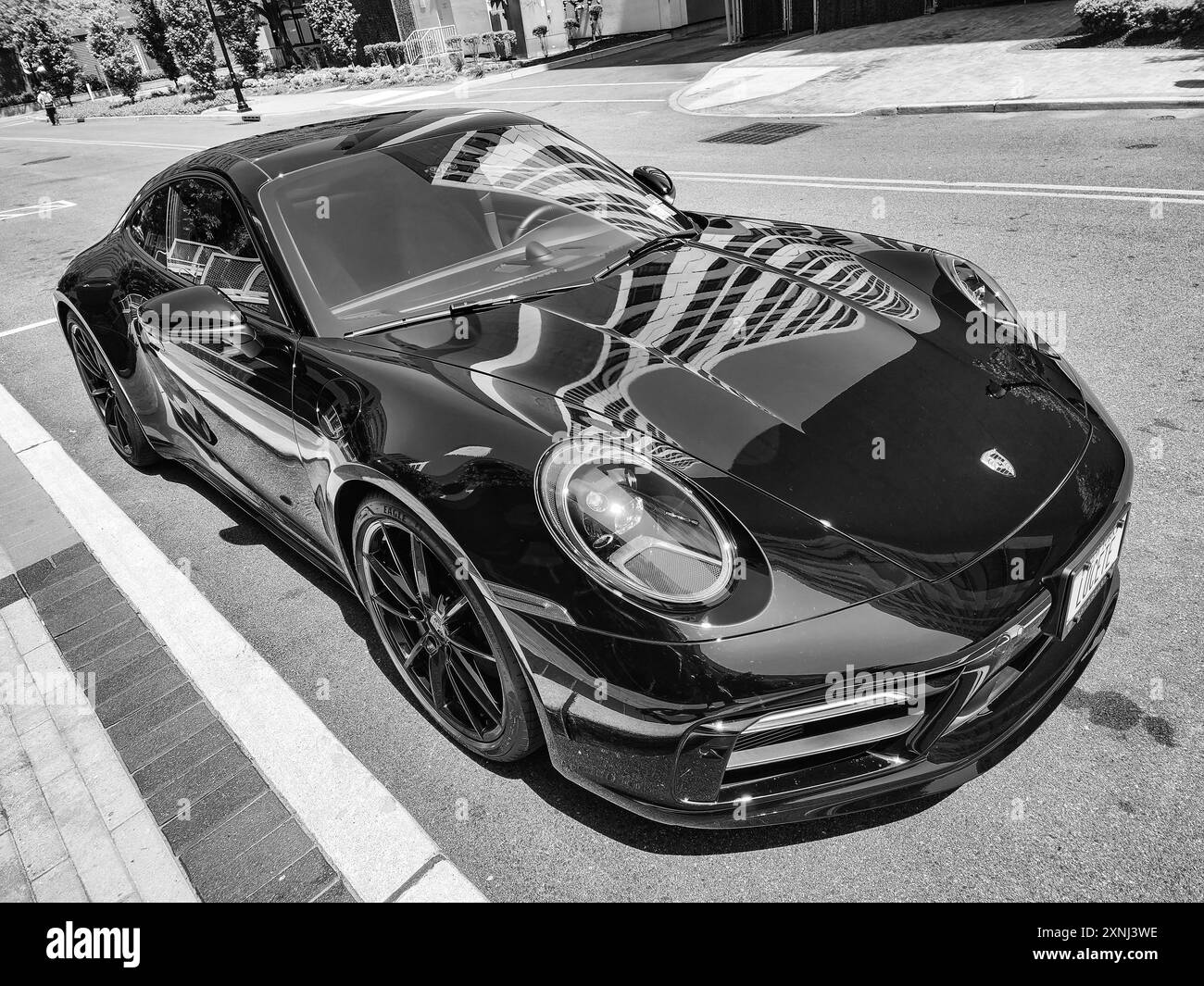 New York City, USA - May 10, 2023: Porsche 911 2021 sport car, corner ...