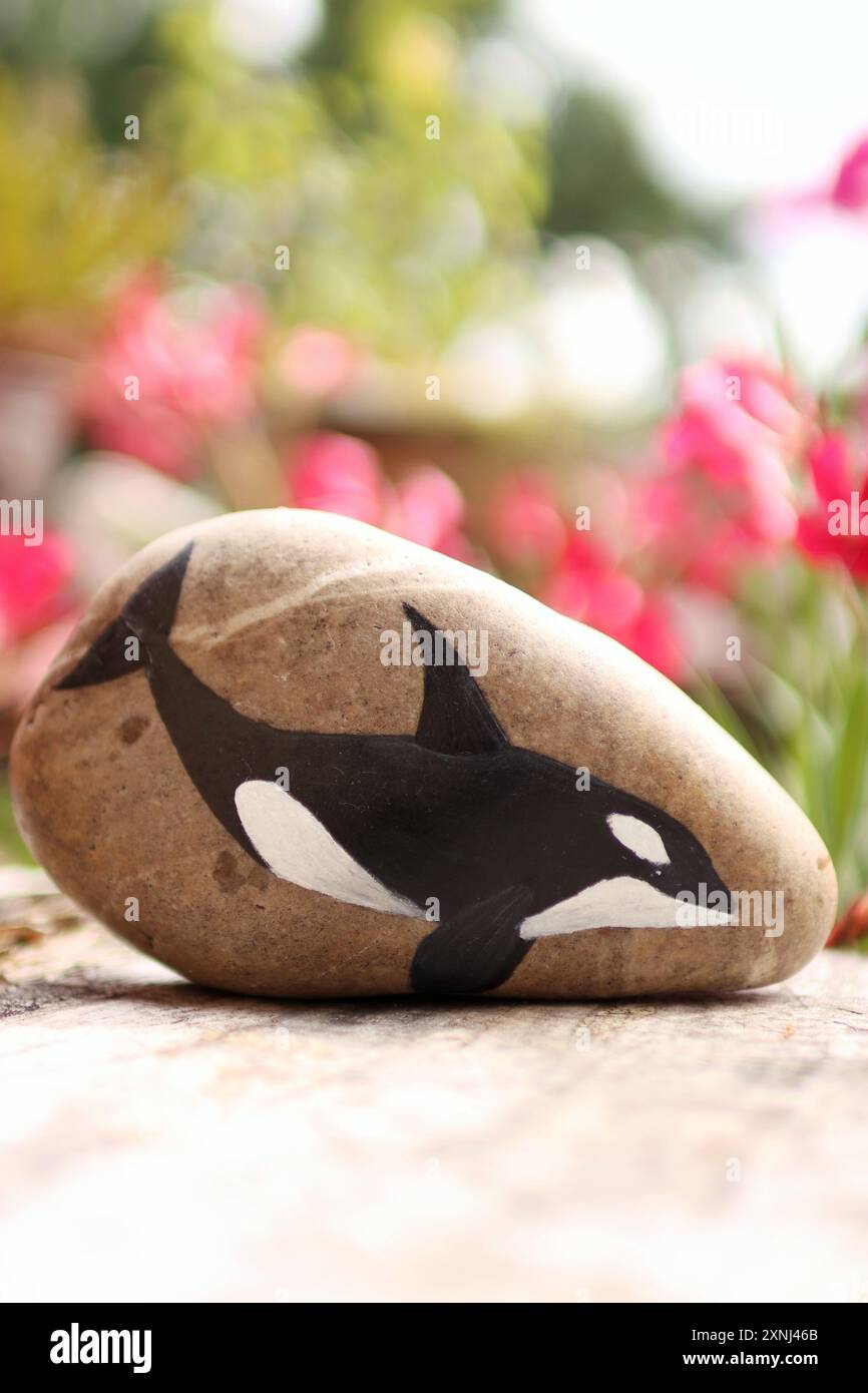 Realistic stone painting of orca. It is outdoor Stock Photo - Alamy
