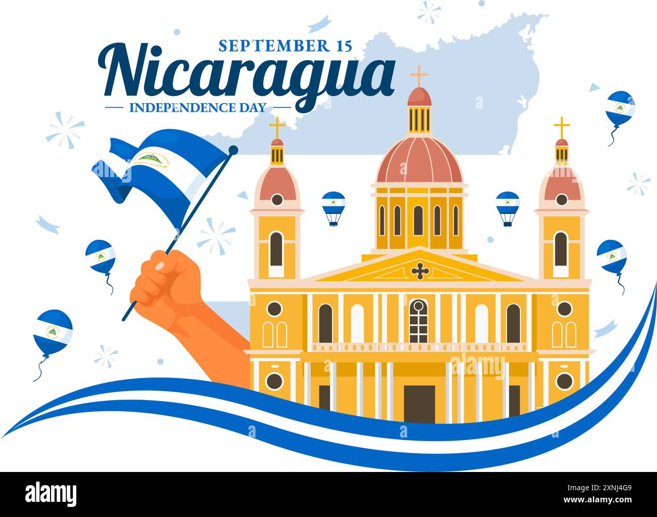 Nicaragua Independence Day Vector Illustration on September 15 with ...
