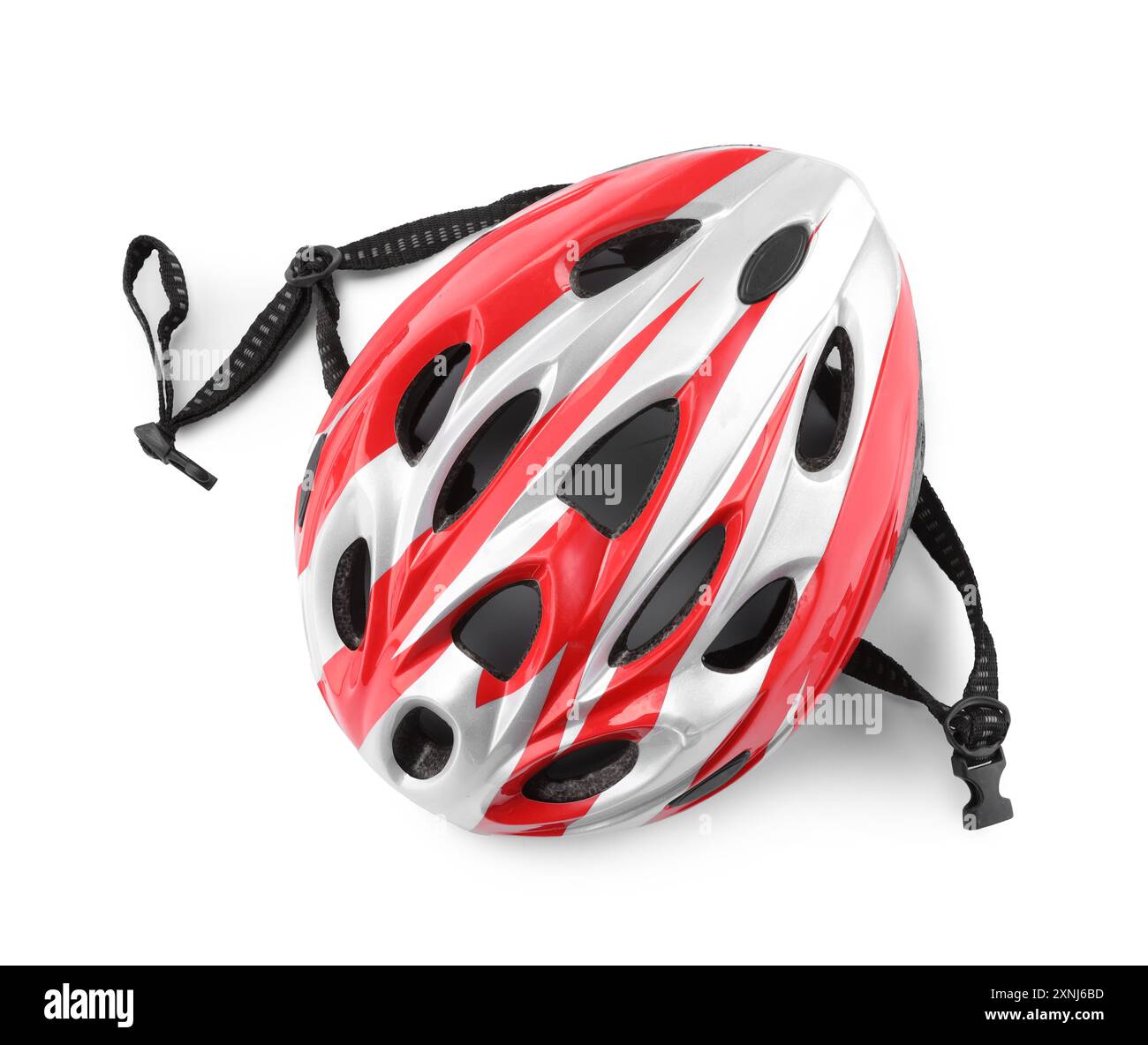 Colorful protective helmet isolated on white, top view Stock Photo - Alamy