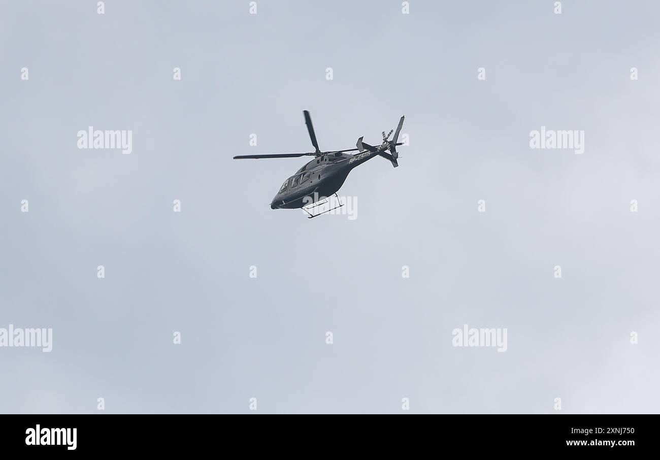 Tanay, Rizal, Philippines. August 01,2024: Helicopter flying to Camp ...