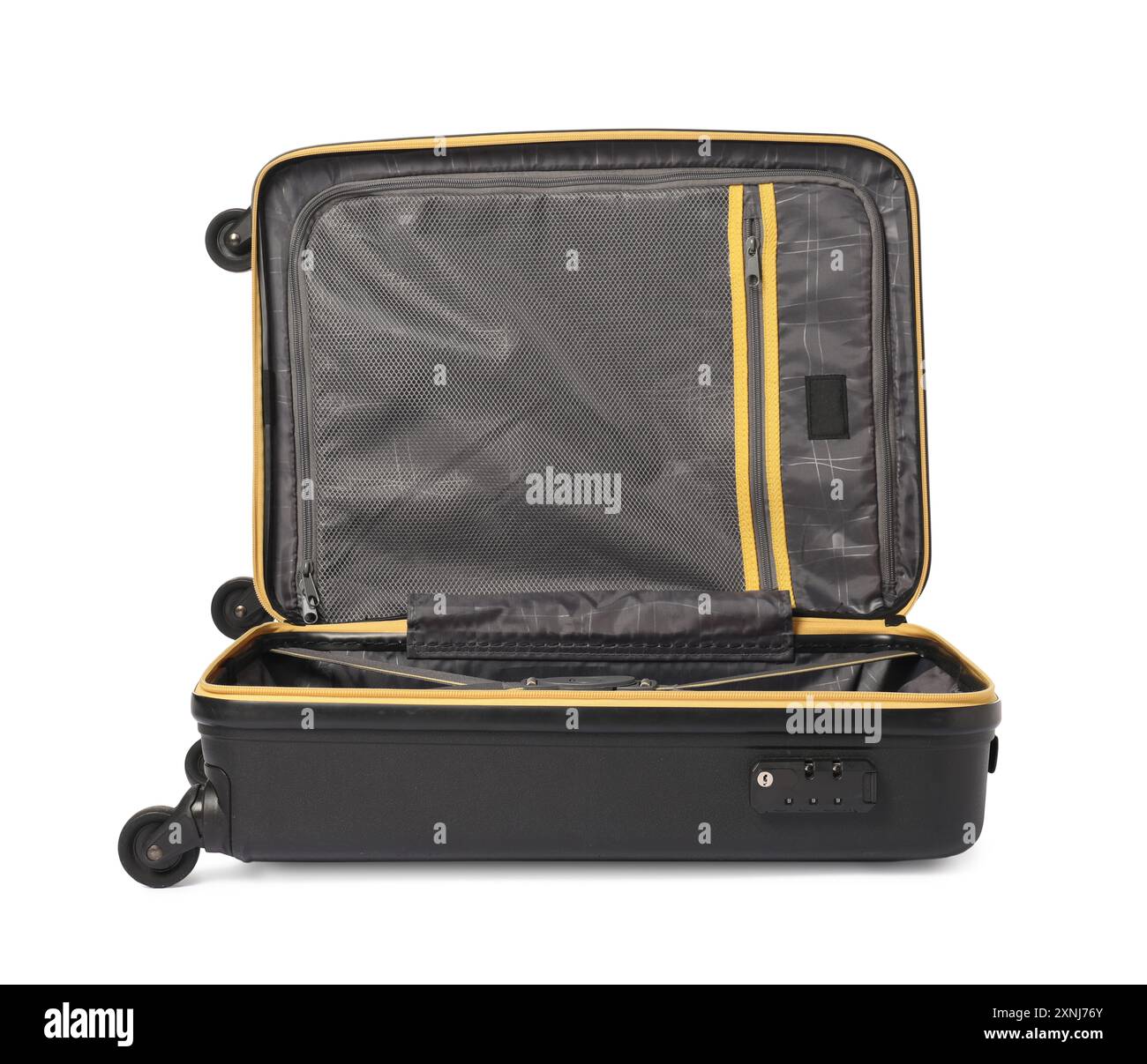 Open empty suitcase for travelling isolated on white Stock Photo - Alamy