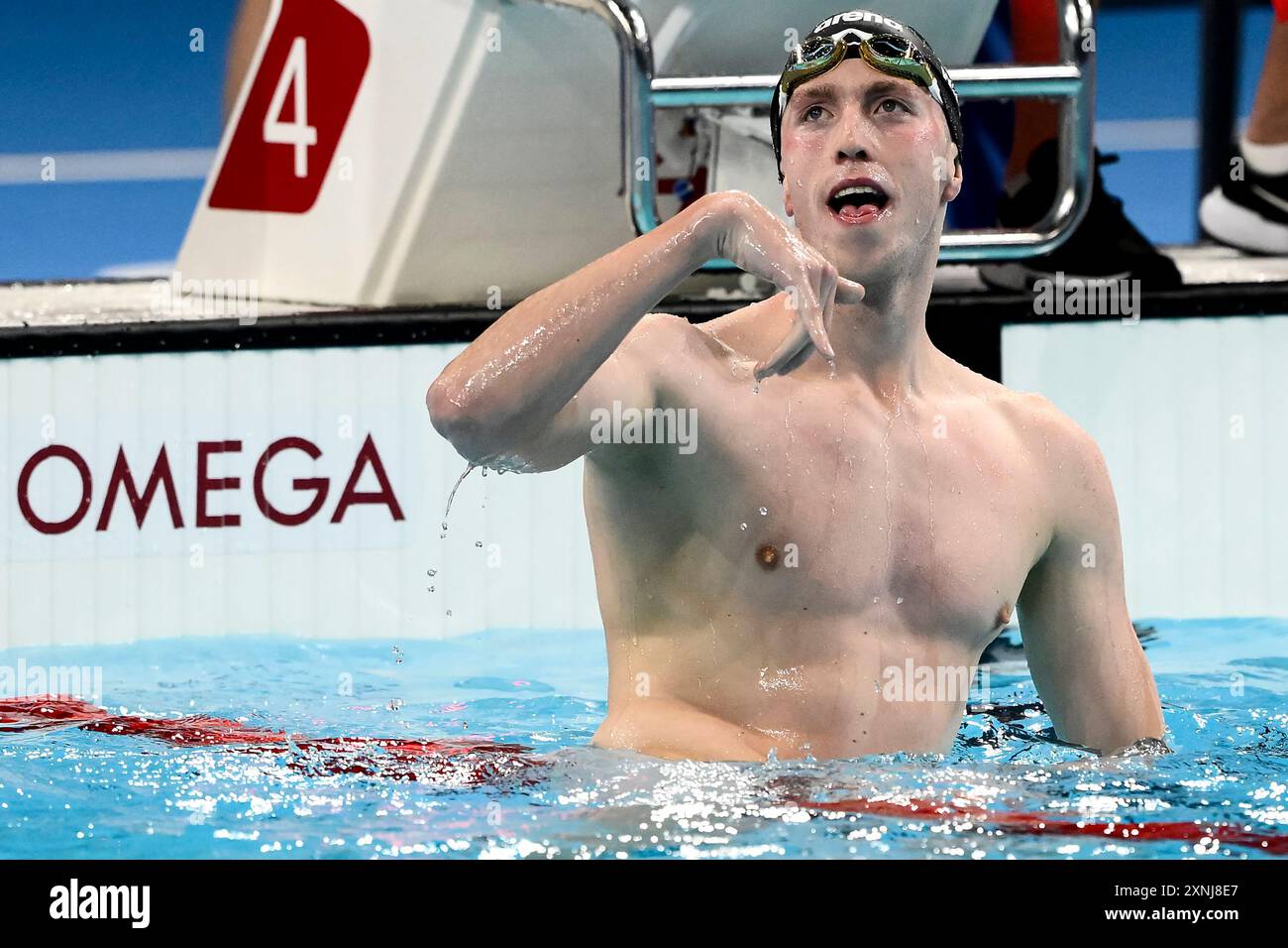 Daniel Wiffen of Ireland celebrates after competing in the swimming ...