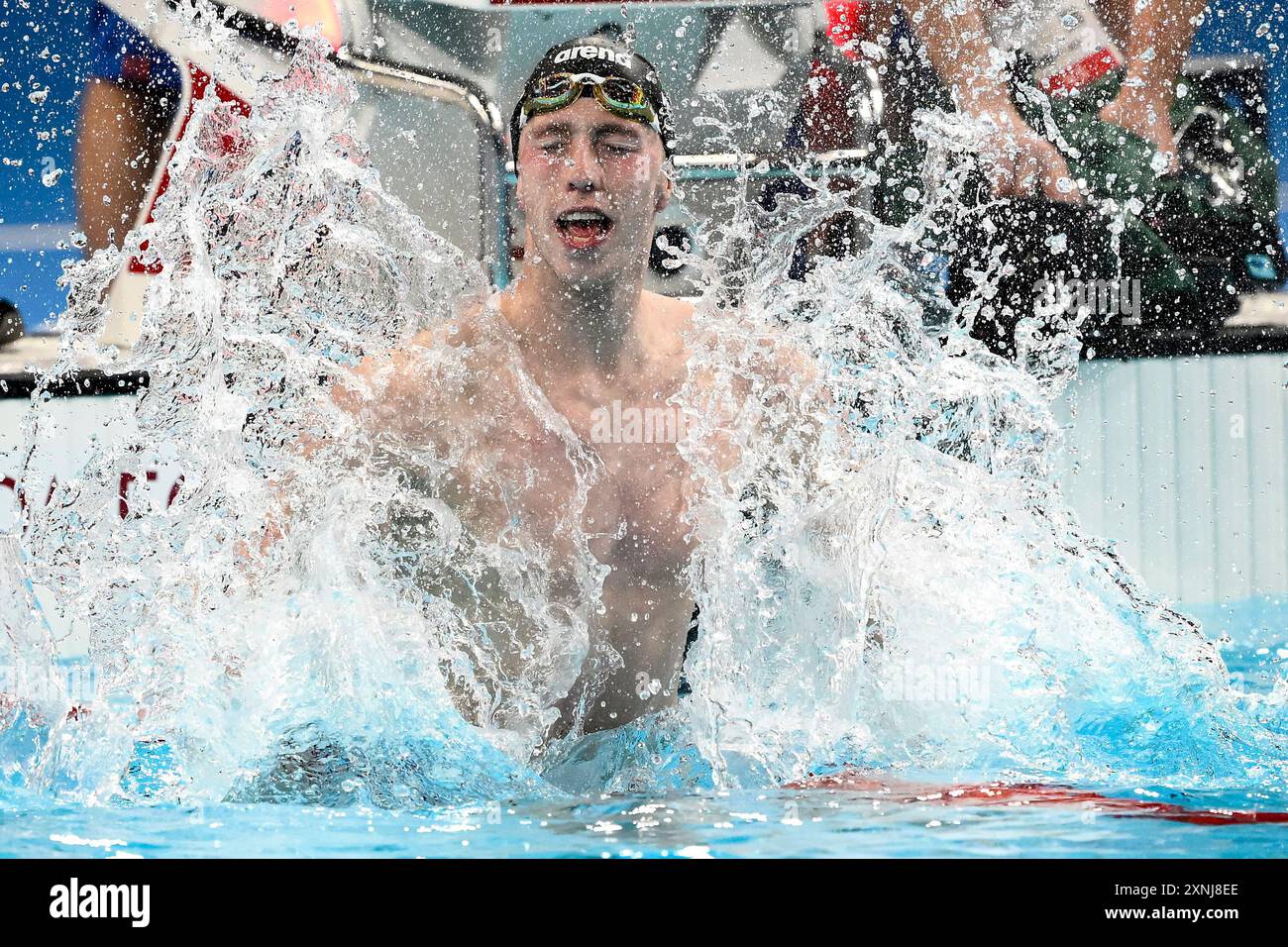 Daniel Wiffen of Ireland celebrates after competing in the swimming ...
