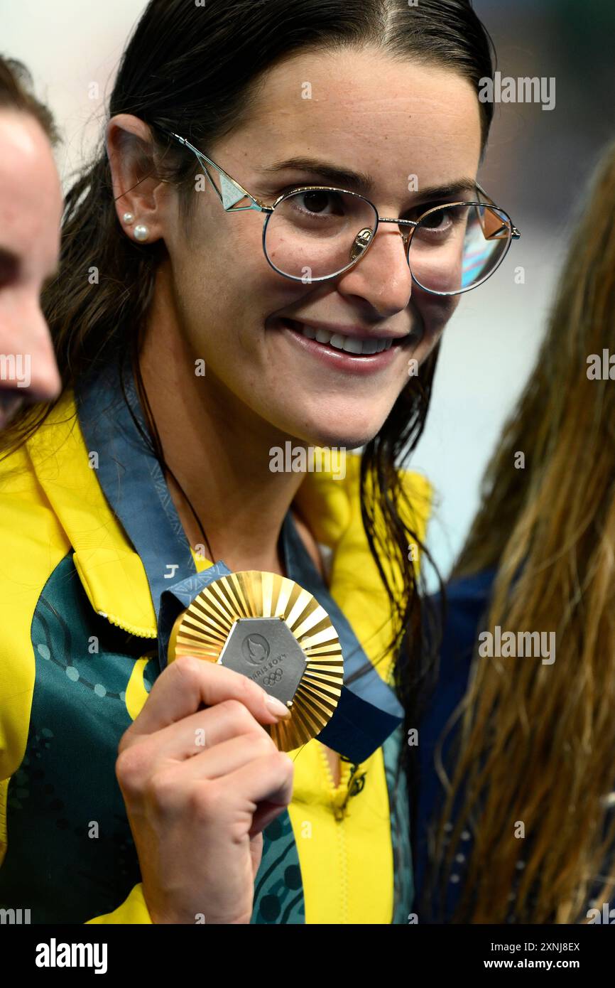 Kaylee Mckeown of Australia looks on as she attends the medal ceremony of the swimming 100m ...