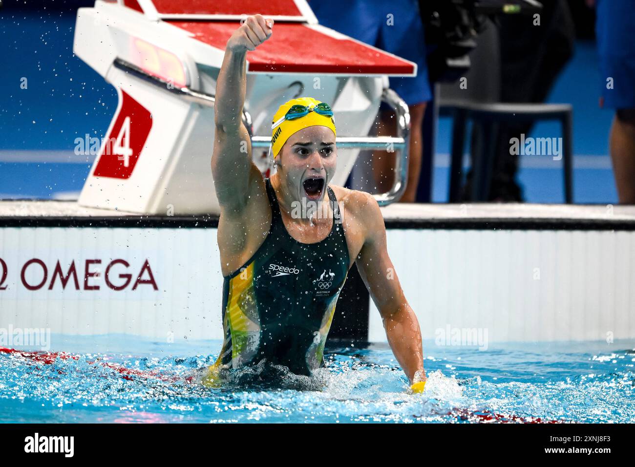 Kaylee Mckeown of Australia celebrates after competing in the swimming ...