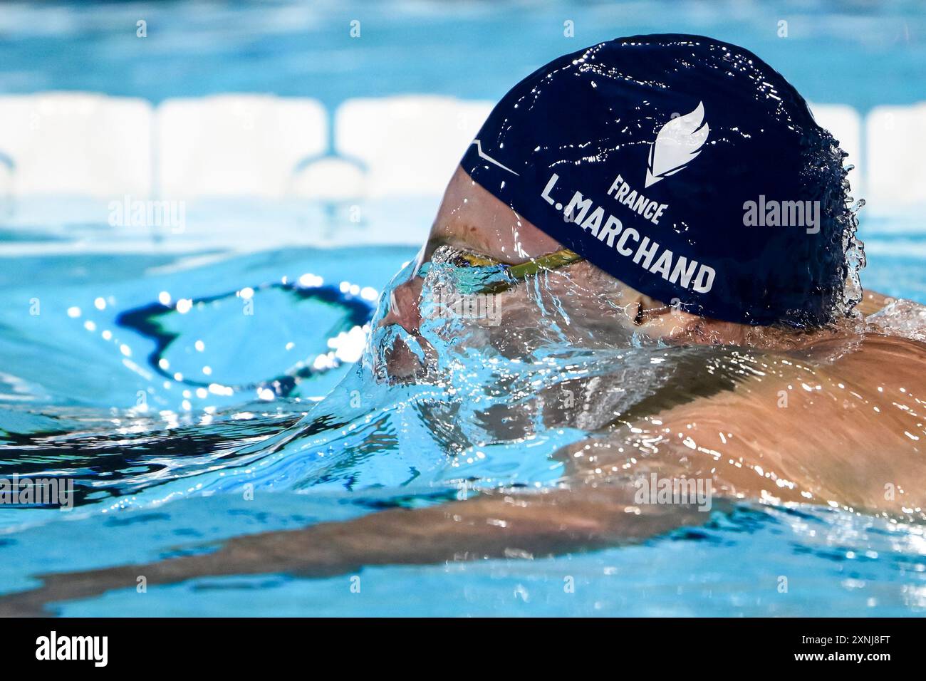 Leon Marchand of France competes in the swimming 200m Breaststroke Men ...