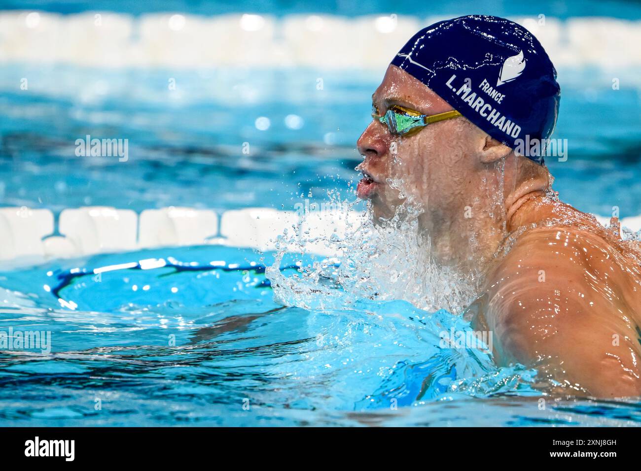 Leon Marchand of France competes in the swimming 200m Breaststroke Men ...