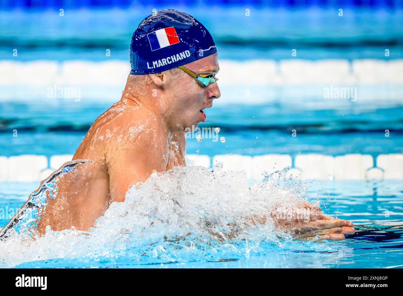 Leon Marchand of France competes in the swimming 200m Breaststroke Men ...