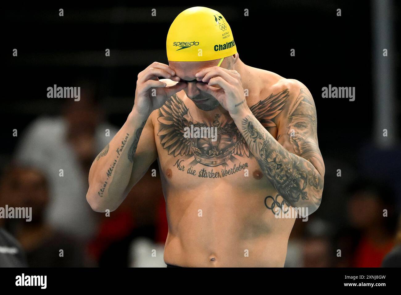 Kyle Chalmers of Australia prepares to compete in the swimming 100m ...