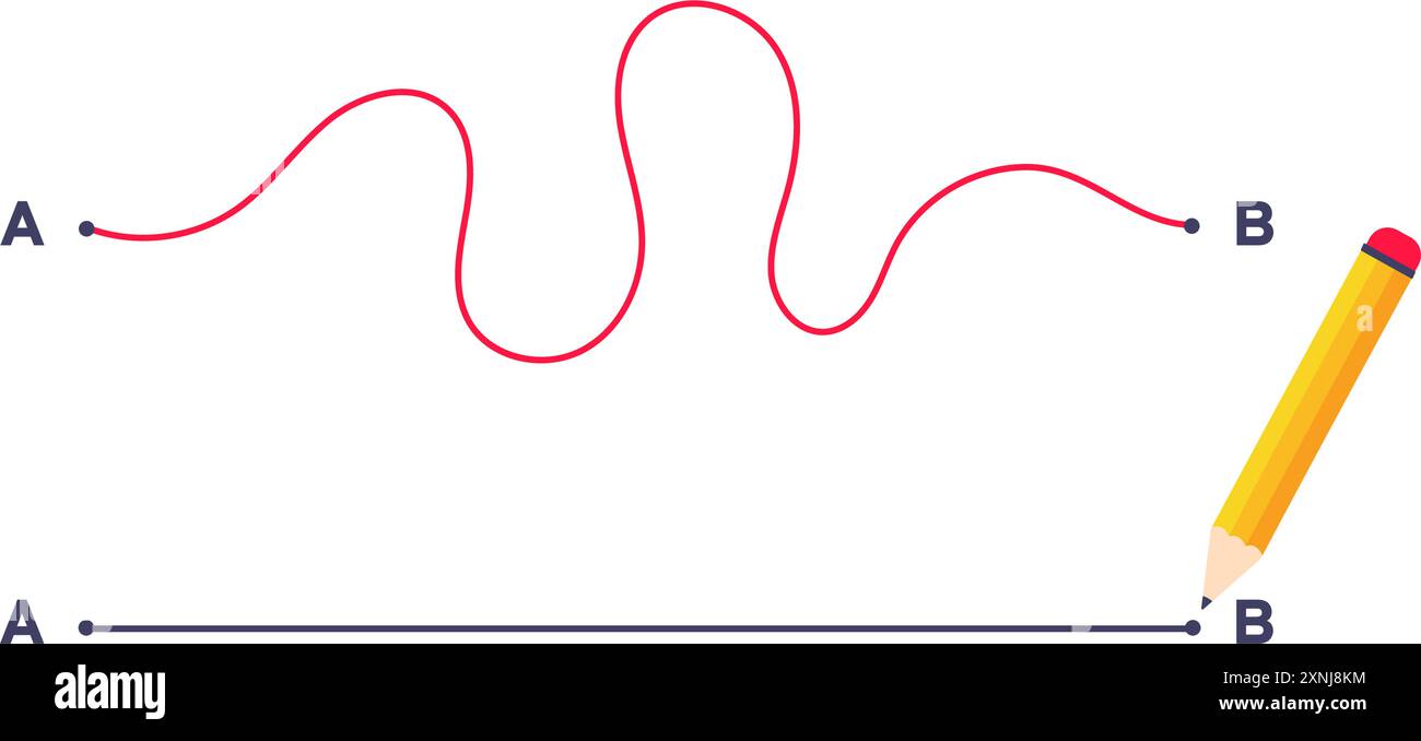 Complex and easy simple way from point A to B vector illustration Stock ...