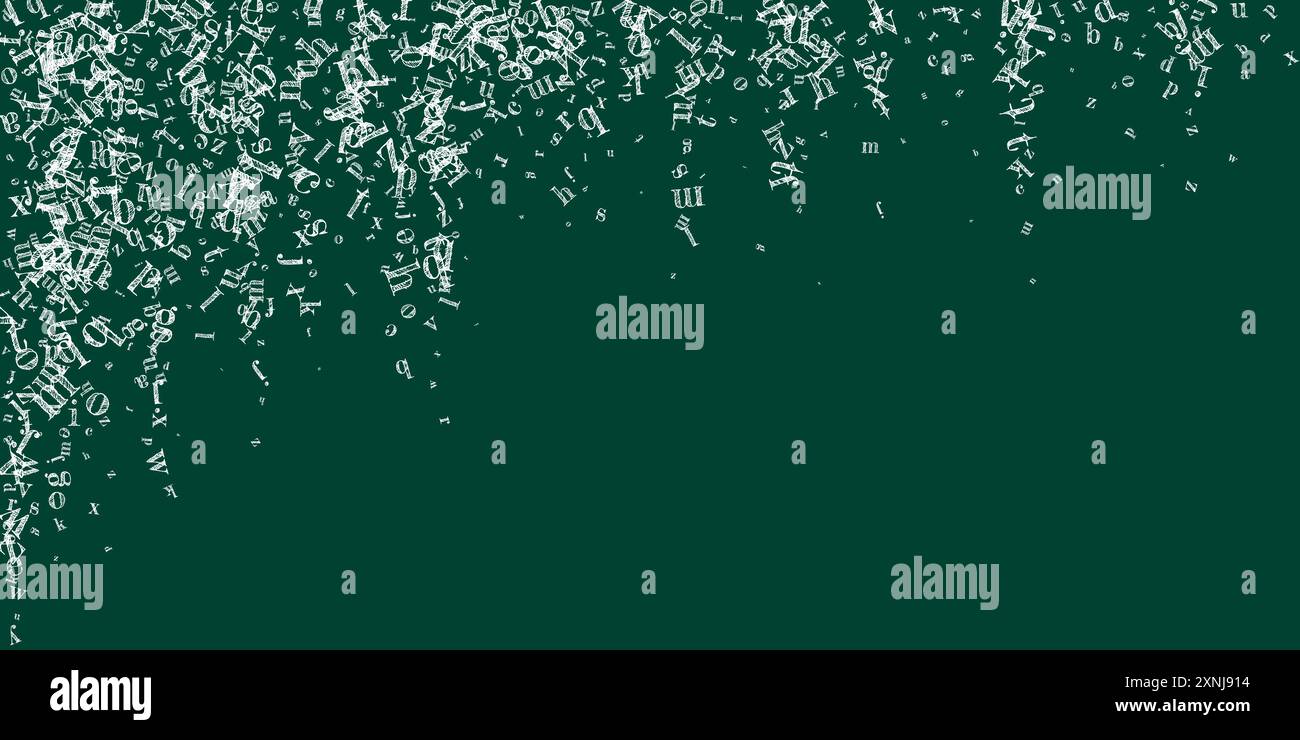 Concept of school background. White chalk falling letters of English ...