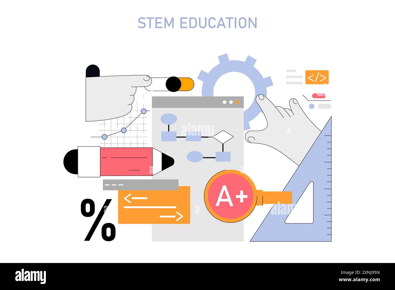 STEM education concept. An array of academic elements representing ...