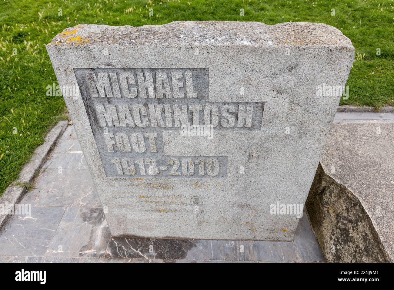 The Michael Foot memorial which is situated at Freedom Fields, Park ...