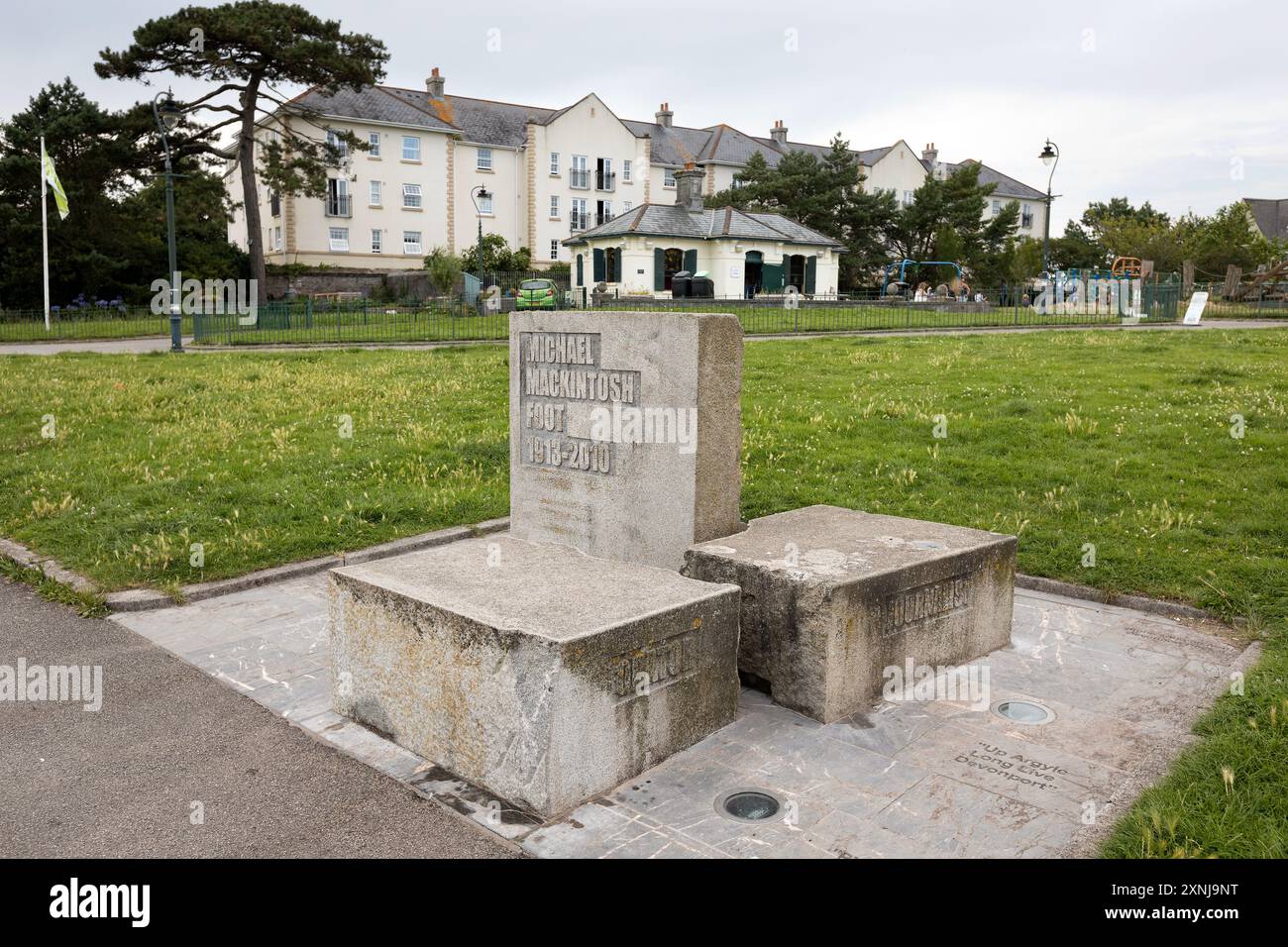 The Michael Foot memorial which is situated at Freedom Fields, Park ...