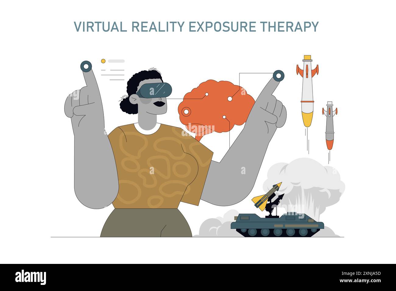Virtual Reality Exposure Therapy illustration. First responder using VR ... Virtual Reality Exposure Therapy illustration. First responder using VR ...