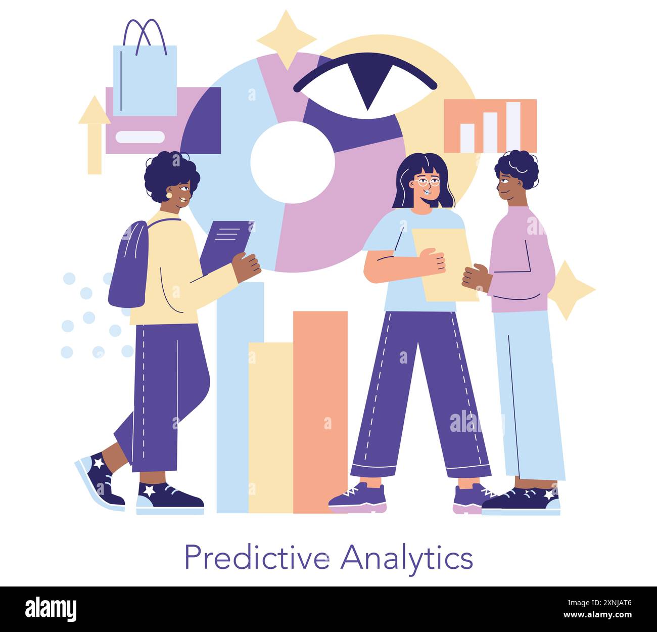 Innovative purchasing concept with people analyzing data charts for ...