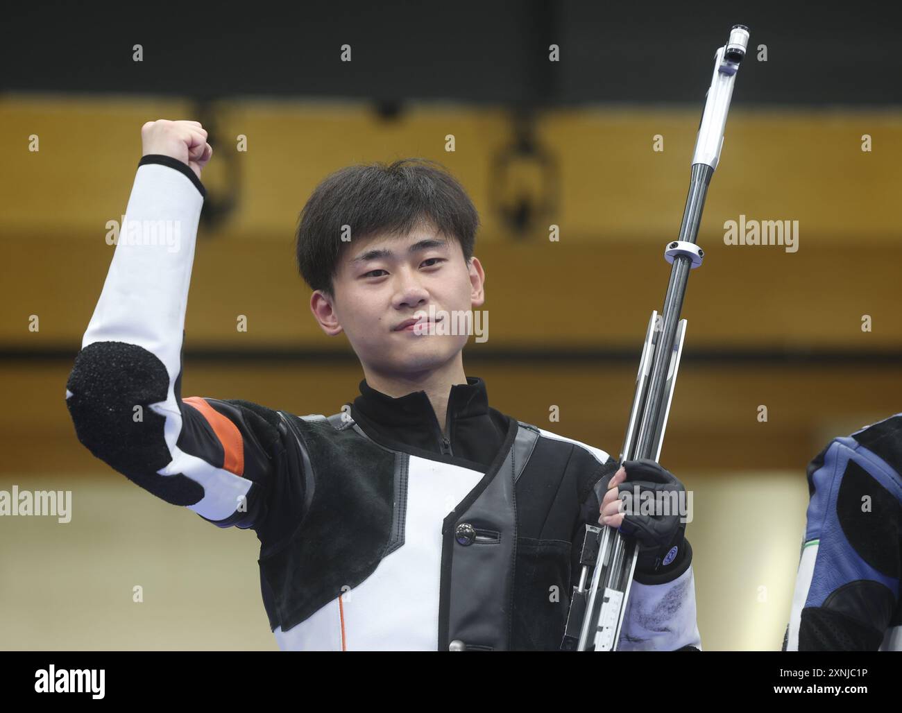 Chateauroux, France. 1st Aug, 2024. Liu Yukun of China reacts during the 50m rifle 3 positions ...