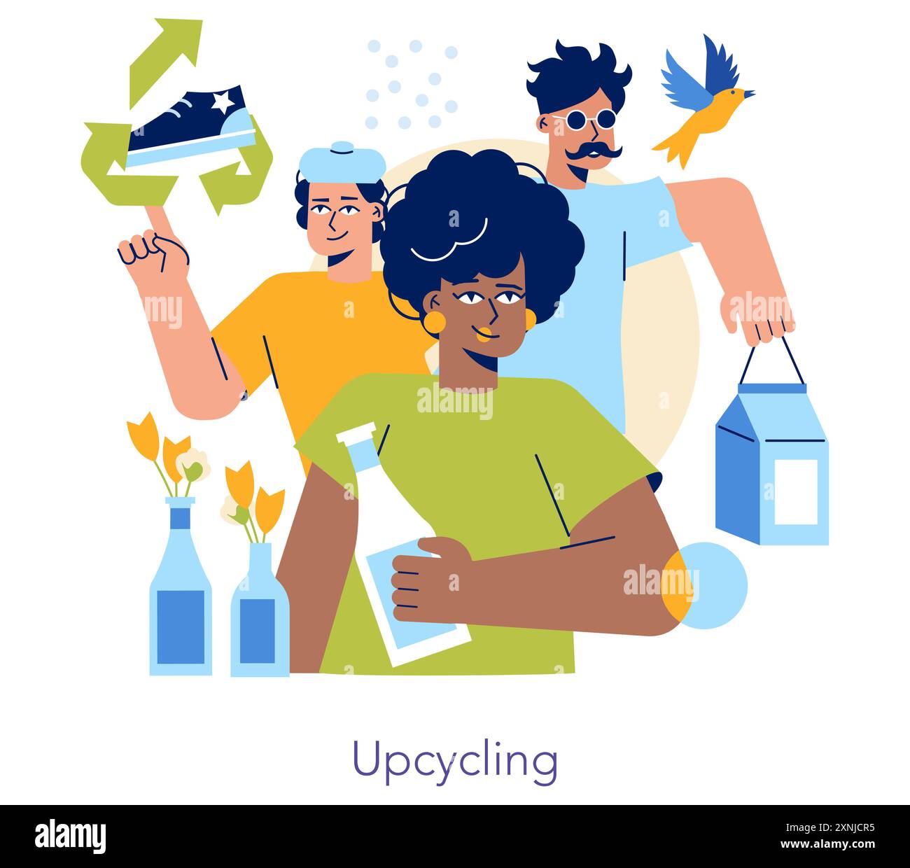 Circular Economy concept. Individuals engaging in upcycling practices ...