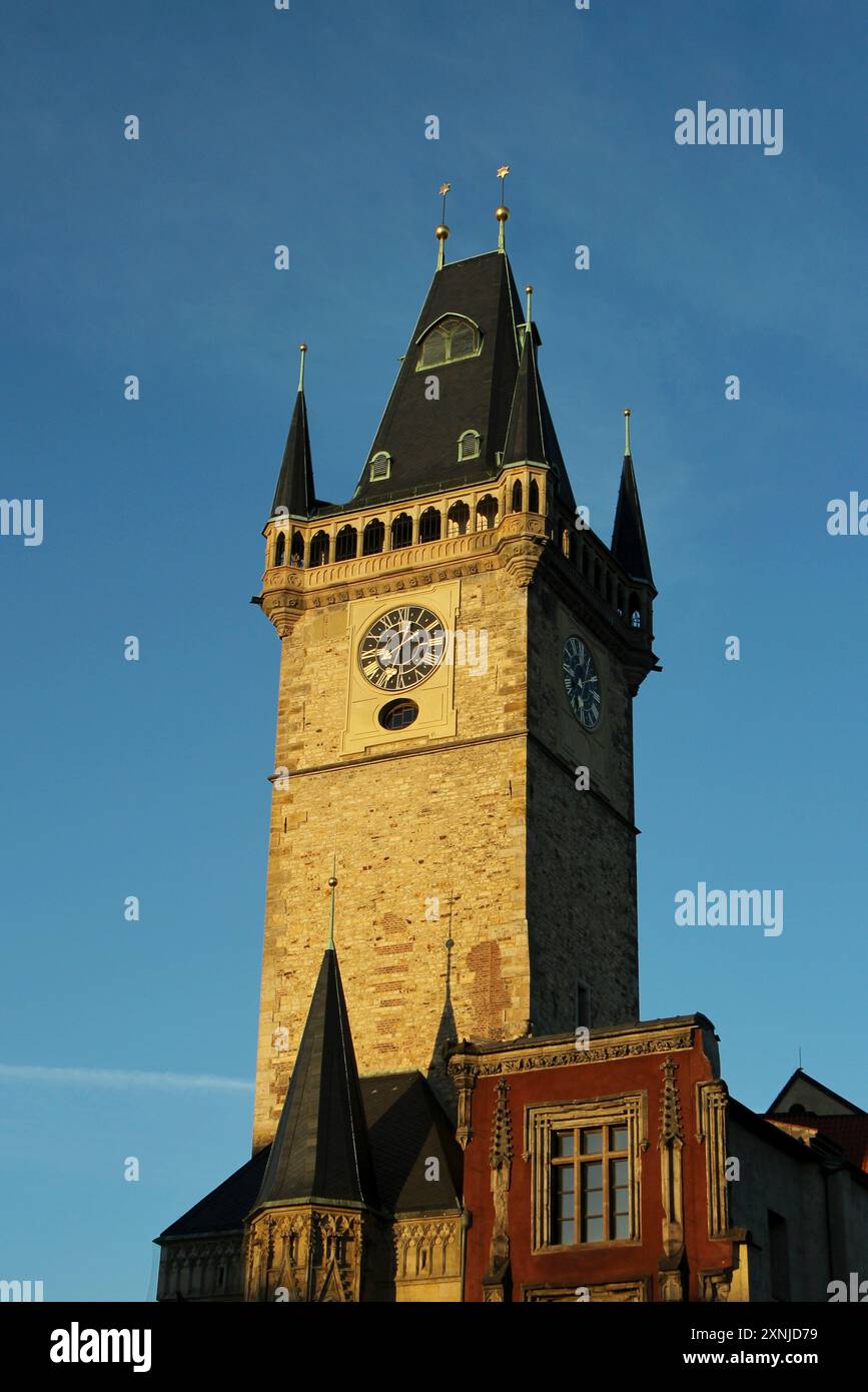 Sunrise in Prague. The sun shines on the towers Stock Photo - Alamy