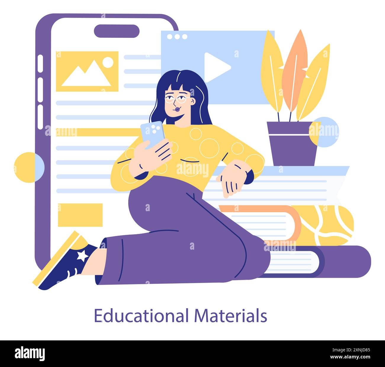 Online Education concept. A student engages in e-learning using a ...