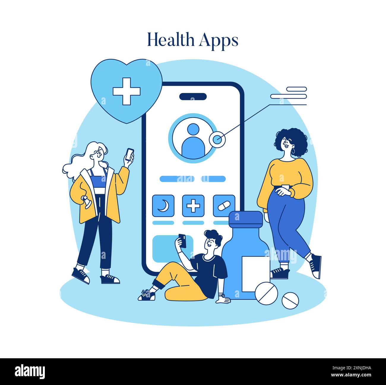 Digital healthcare concept. Individuals managing well-being using ...