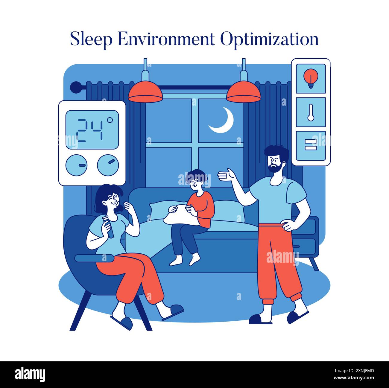 Sleep Environment Optimization concept. Family engaging in bedtime ...