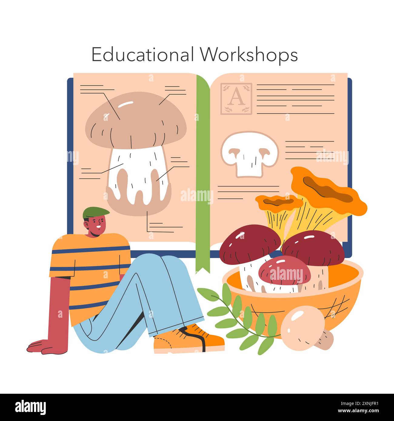 Mushroom Cultivation concept. An individual learns about different ...